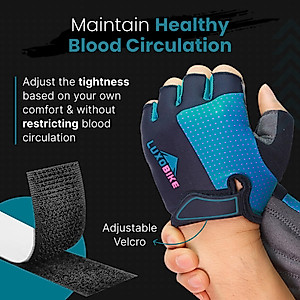 LuxoBike Cycling Gloves Bicycle Gloves Bicycling Gloves Mountain Bike Gloves – Anti Slip Shock Absorbing Padded Breathable Half Finger Short Sports Gloves Accessories for Men/Women