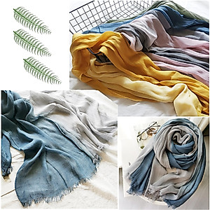 ANIDL Cotton Linen Fashion Scarf,Gradient Two-tone Four Season Scarf Shawl Beach Gauze,Long Lightweight Travel scarf 75"×35" (Light blue + Royal blue)