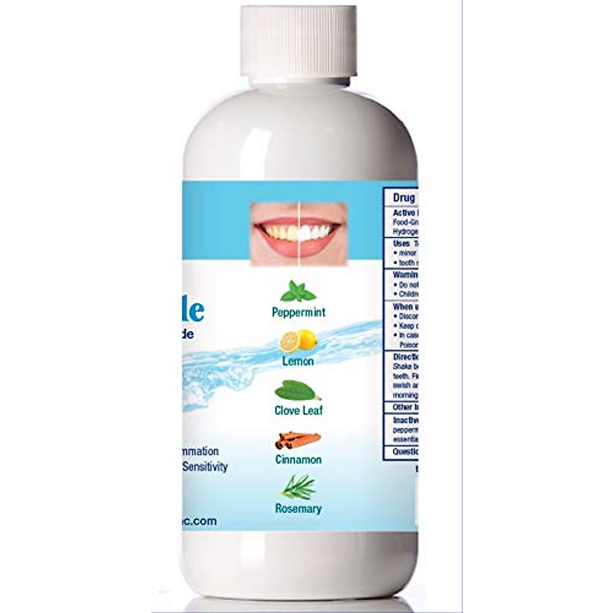 Miracle Write Smile - Essential Oxygen Rinse Mouthwash for Whiter Teeth, Fresher Breath, and Healthier Gums, Peppermint 12 fl. oz