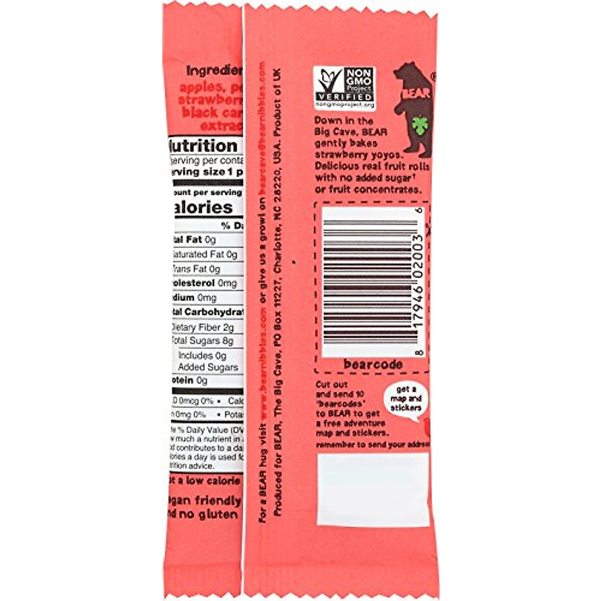 Bear Apple-Pear Strawberry Fruit Rolls, 0.7 oz