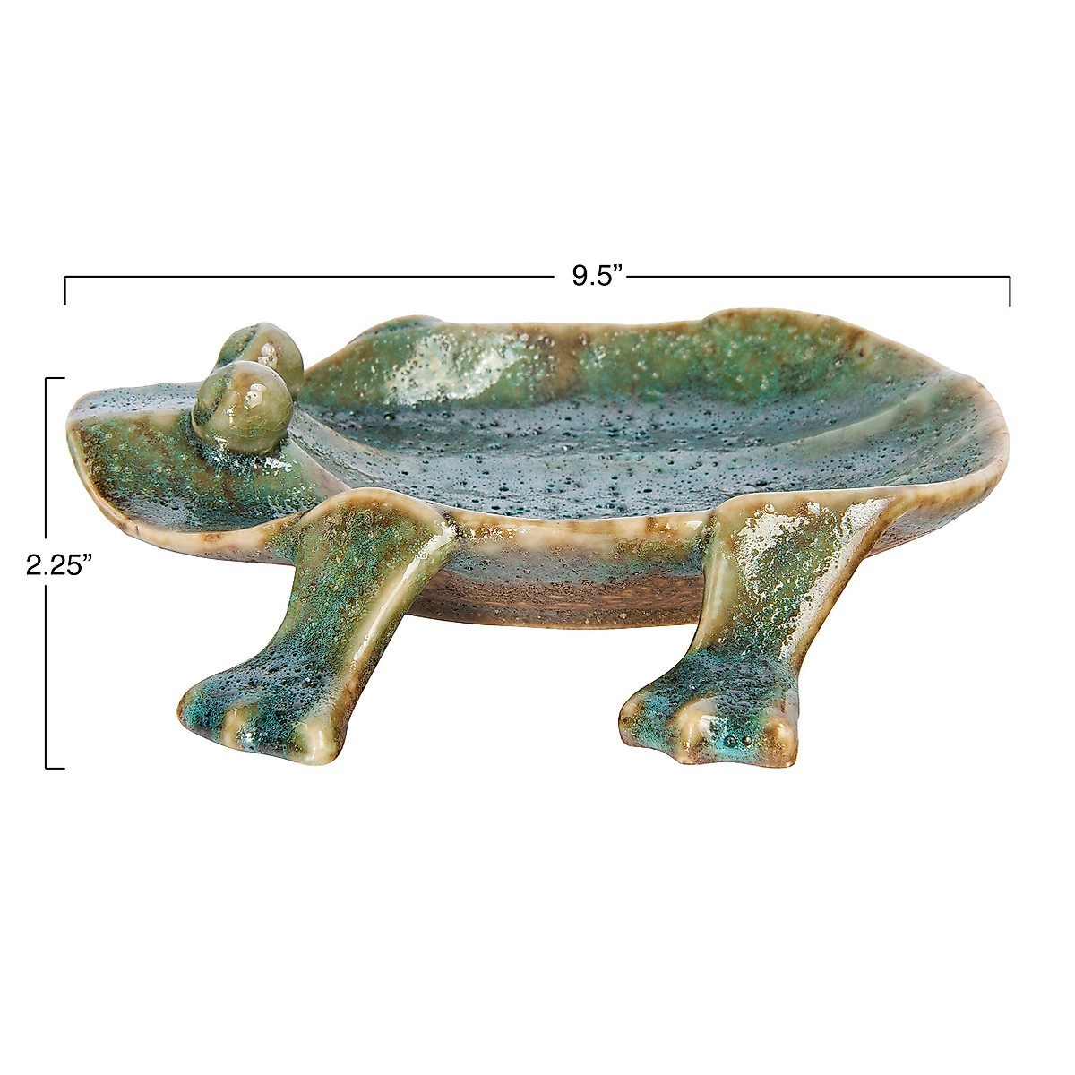 Creative Co-Op Decorative Footed Frog Dish with Reactive Glaze Finish (Each one Will Vary)