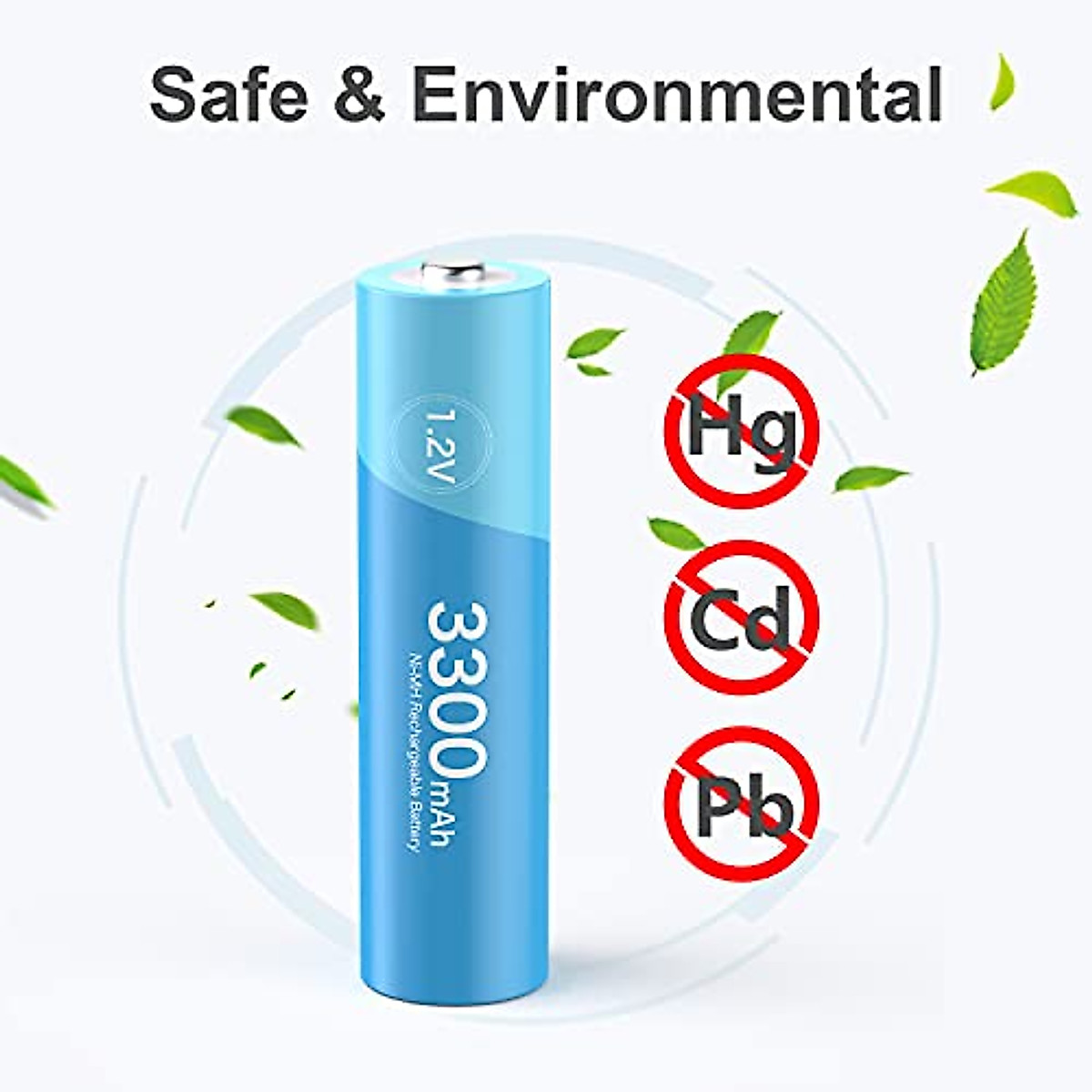 Deleepow AA Rechargeable Batteries 3300mAh 1.2V Nimh AA Rechargeable Batteries 16-Pack 1200 Cycles(Only Battery)