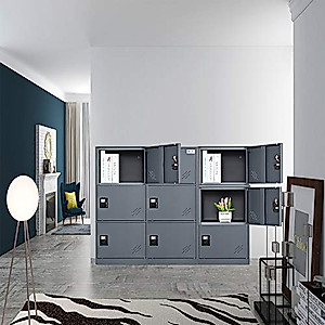 MECOLOR Vertical Single Tier Small Locker with Padlock latche 2 or 3 Compartment Storage for Employee,Home,Office,School,Kids (Dark Grey, P3V)