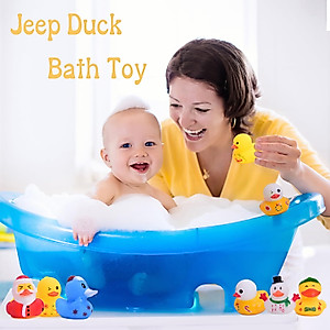 WOOPKER Christmas Rubber Ducks Mini Christmas Ducks Bath Toys Xmas Party Decorations Holiday Rubber Ducks with Drawstring Gift Bag for Kids Boys Girls