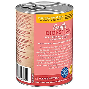Rachael Ray Nutrish Gentle Digestion Premium Pate Wet Dog Food, Real Chicken, Pumpkin & Salmon, 13 Ounce Can (Pack of 12)