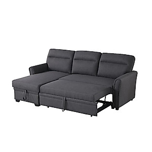Devion Furniture Fabric Sectional Sofa Easy Assembly Pull Out Sleeper Bed in Gray