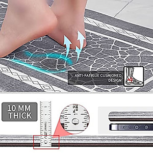 ASPMIZ Kitchen Mat 2 PCS Cushioned Anti-Fatigue Kitchen Rugs Non Slip Memory Foam Kitchen Mats and Rugs Waterproof Kitchen Floor Comfort Mats for Home & Office, 18'' x 48'' + 18'' x 30'', Grey Texture