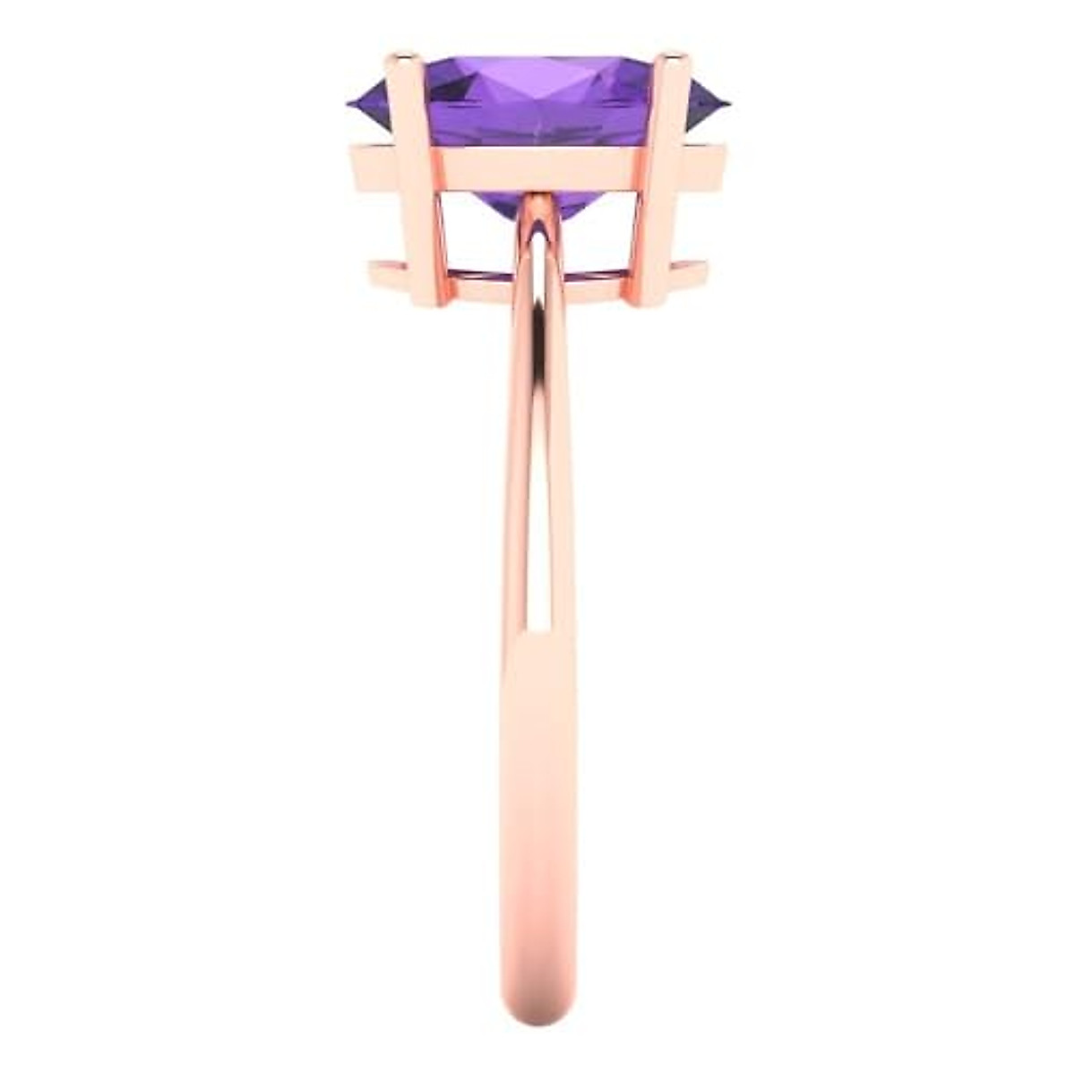 Clara Pucci 2.5ct Oval Cut Solitaire Natural Purple Amethyst Engagement Wedding Bridal Promise Anniversary Ring 18K Rose Gold Size 3.75