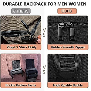 Black Laptop Backpack for Women - 15.6 inch Classic Basic College Student with Computer Compartment Casual Travel Bookbag Business Waterproof Work Bags for Adult Men Lightweight School Daypack