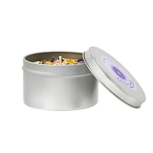 Crown Chakra Candle by New Moon Beginnings - Chakra Candles - Dried Flower, Herb, & Crystal Candles - Aromatherapy Candles - Soy Candle - 8oz Tin