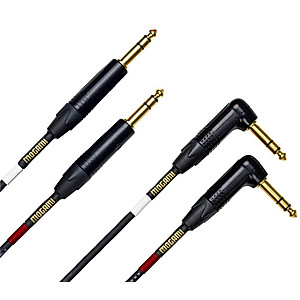 Mogami Gold Key SB-10R Balanced Stereo Keyboard Instrument Cable, 1/4" TRS Male Plugs, Gold Contacts, Dual Right Angle to Dual Straight Connectors, 10 Foot