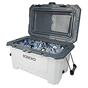 Igloo White IMX 70 Qt Lockable Insulated Ice Chest Injection Molded Cooler with Carry Handles