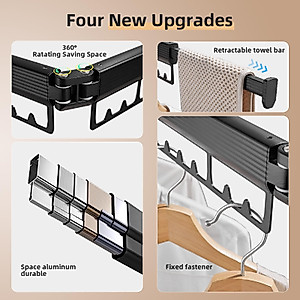 APROMOOM Wall Mounted Clothes Drying Rack Retractable Drying Rack Clothing with 8-inch Hanging Rod, Collapsible Drying Rack Indoor Space Saver for Balcony Laundry & Bathroom