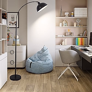 gernehop Arc Floor Lamps for Living Room,Modern Tall Standing Lamp,Black Floor Lamp with Adjustable Hanging Dome Shade,Over Couch Mid Century Arched Reading Lamp for Bedroom,Office