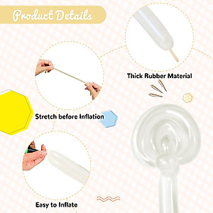 HYKJNBW Clear 260 Balloons for Balloon Animals, Long Balloons Art Kit for Twisting, Skinny Modeling Balloons Supplies for Birthday Party Wedding Festival Decorations 100pcs