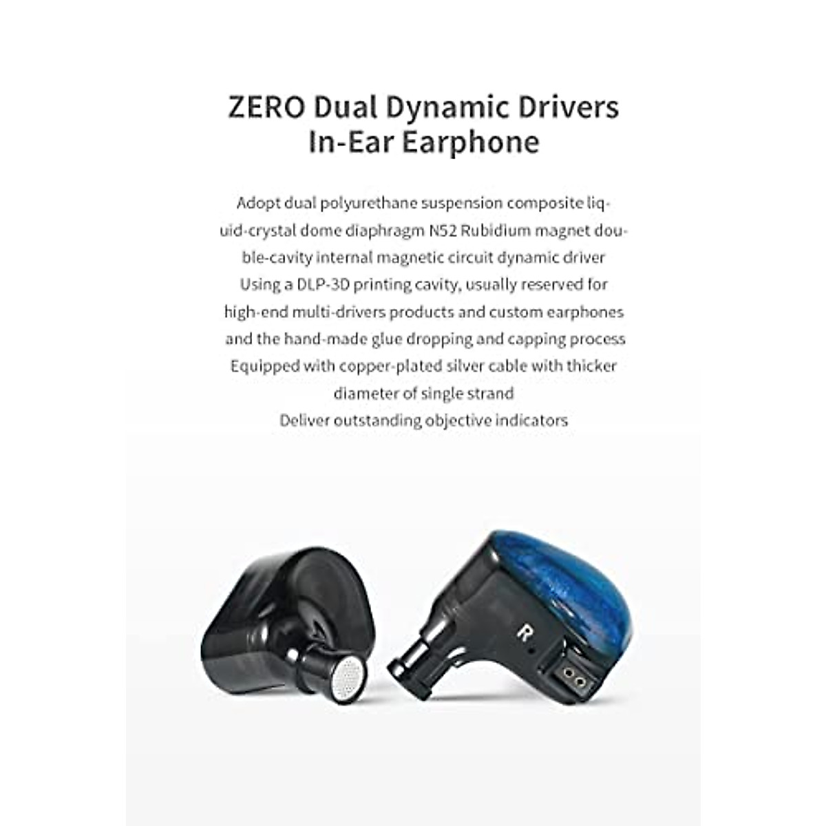 Fanmusic TRUTHEAR x Crinacle Zero Earphone Dual Dynamic Drivers in-Ear Earphone with 0.78 2Pin Cable Earbuds (Zero)