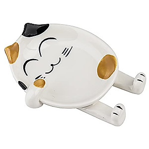 VanlonPro Ceramic Spoon Rest,Cartoon Black Yellow Cat Spoon Rests,Multi-Functional Utensil Spoon Rest Holder for Cooking,Kitchen Counter,Stove Top,Utensil Holder,Coffee Spoon Rest,Gift for Cat Lover