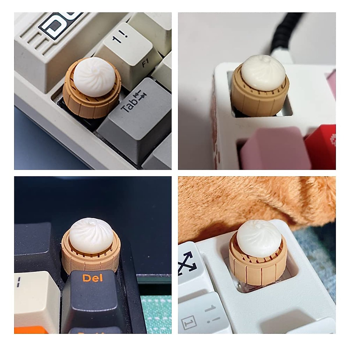 WAYUTO Magnetic Steamer Bun Keycap Esc Keycap R4 Keycap Gaming Keyboard Keycap Bun Stress Toy Keycap Replacement for Mechanical Keyboard MX Switch DIY Decoration