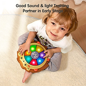 TUMAMA Baby Musical Drum Toy, Light Up Toys Electronic Music Sound Baby Toys Toddler Musical Instruments Light up Game Baby Sleep Soother Toy Christmas Birthday Gifts for Boy Girls Kids 2 3 Years