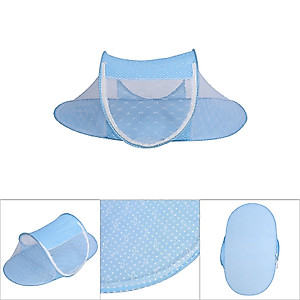 Raguso Crib Net, Soft Baby Net Easy to Carry Infant Bed Net for Outdoor Activities(Blue)