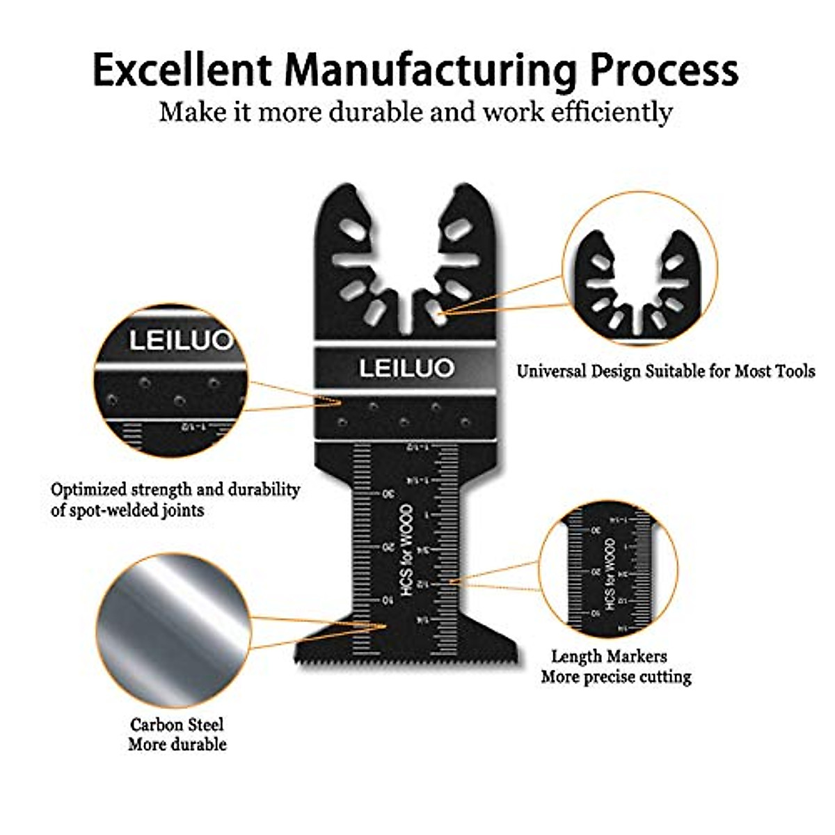 Oscillating Tool Blades LEILUO 100 Pack Wood Multitool Blades Kit Packed by Storage Bag Fit DeWalt Milwaukee Makita Ryobi and More