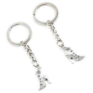 100 Pieces Keychain Keyring Door Car Key Chain Ring Tag Charms Supplies P9TR7X High Heels Shoes Boots