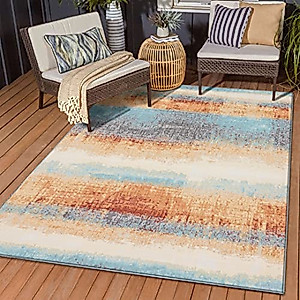 LUXE WEAVERS Aquabury Rustic Distressed Indoor/Outdoor 7654 Multi 5x7 Abstract Area Rug