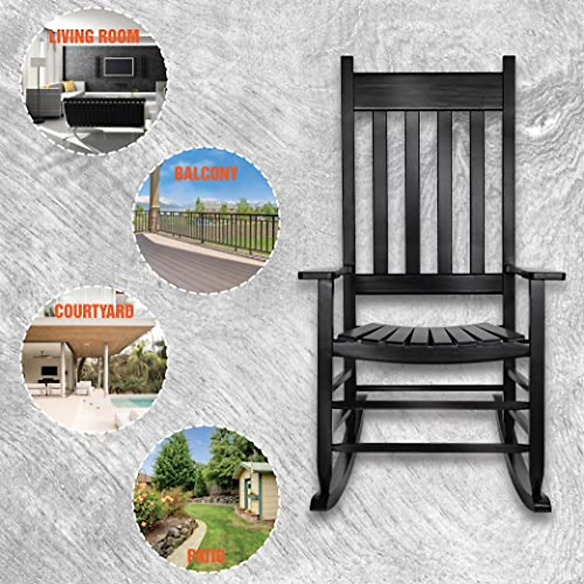 HOMESTEAD Wooden Rocking Chair, Black