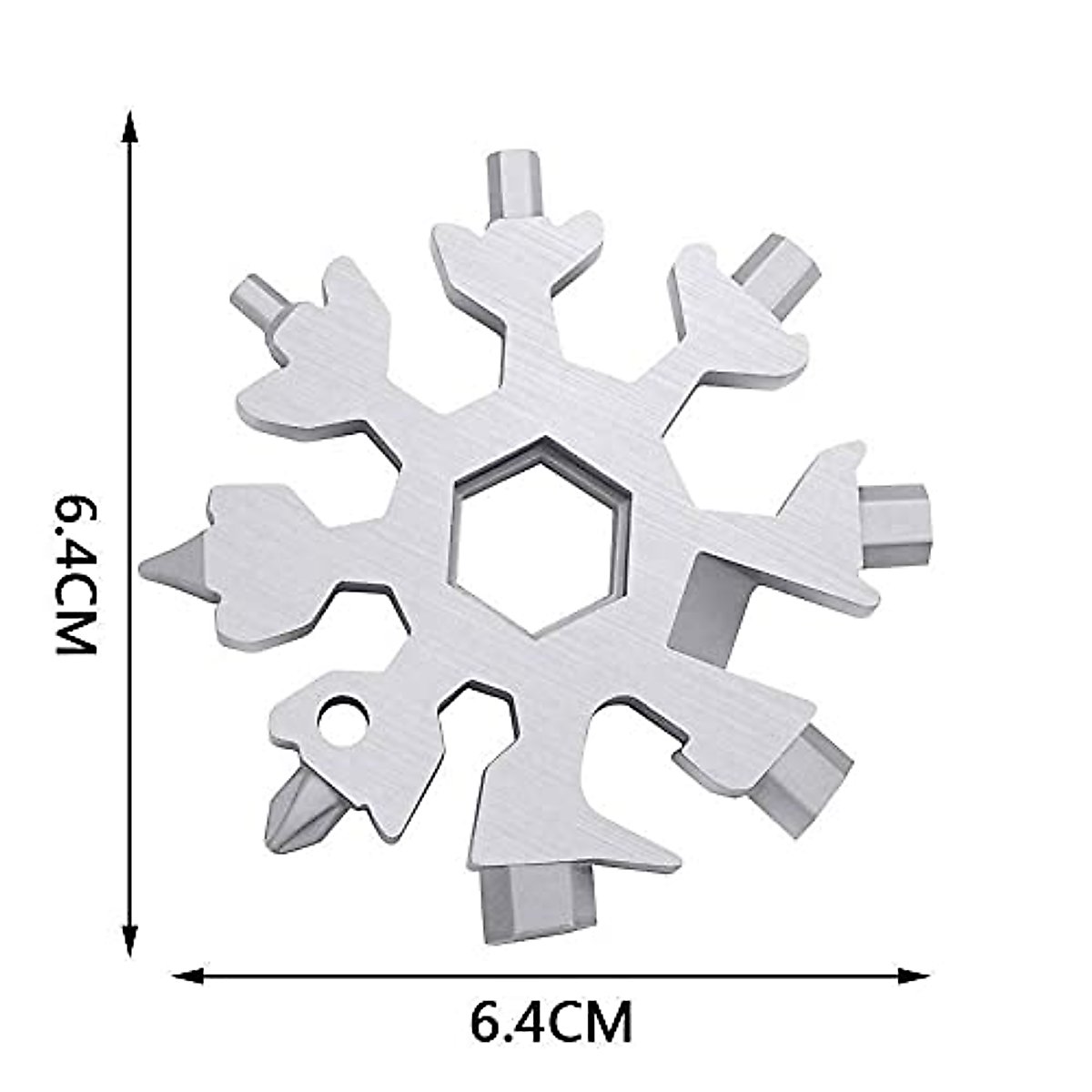 Snowflake Multi Wrench Tool，18-in-1 Keychain Multitool Pocket Tool Is Easy To Carry for Outdoor Camping And Christmas Snowflake (Silver)
