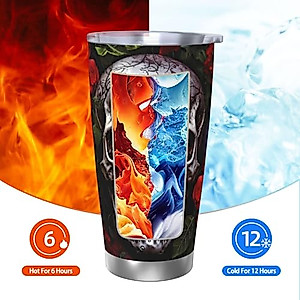 quopvn Halloween Skull Print 20oz Car Cup Ps Material Lid, Perfect For Hot & Cold Drinks