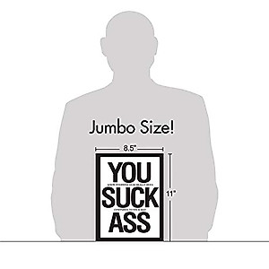 NobleWorks Funny 'You Suck A$$' Congratulations Greeting Card w/Envelope - Congrats You Suck A$$ Card - Funny Celebration Stationery 8.5 x 11 Inch J8682