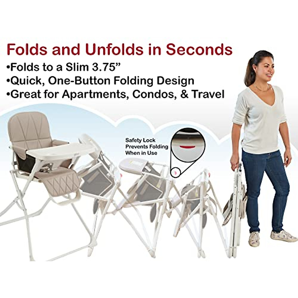 Primo PopUp Folding High Chair, 28x24x38 Inch (Pack of 1)