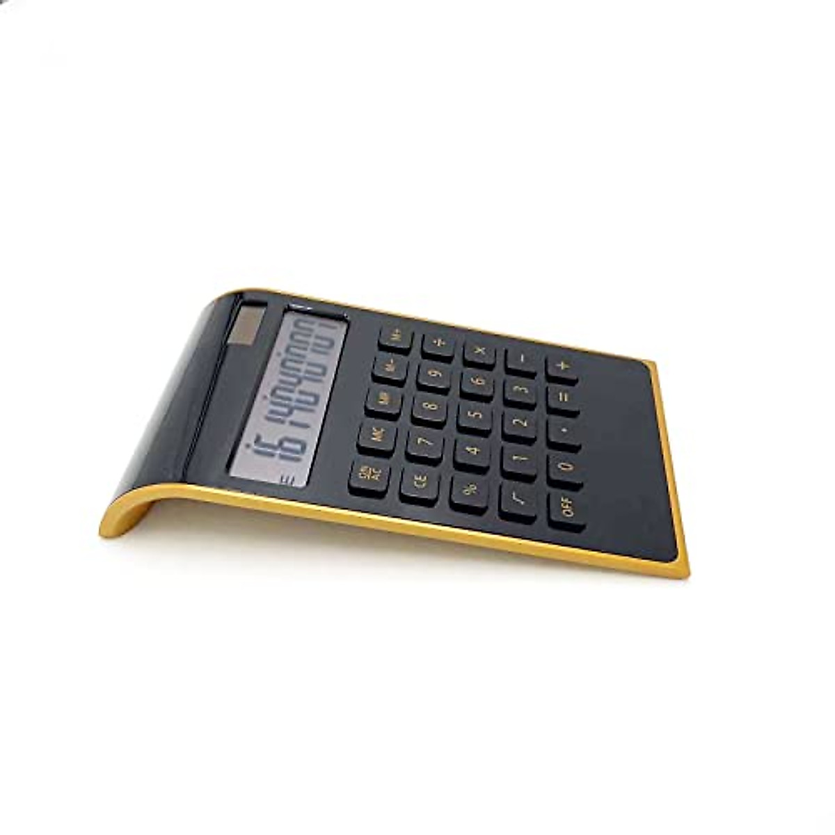 Solar Gold Calculator Standard Function Desktop Calculator LCD 10-Digit Desktop Calculator for Office, Home, (Black)