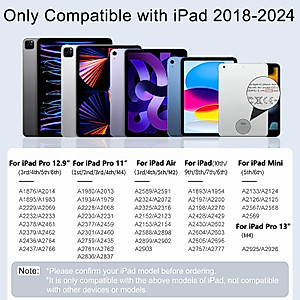 Stylus Pen for iPad, 13 mins Fast Charge Stylus with Palm Rejection, Tilt Sensitivity, Compatible with 2018-2024 iPad Air 3/4/5/6, iPad Mini 5/6, iPad 6/7/8/9/10, iPad Pro 11"/12.9"/M4 (Black)