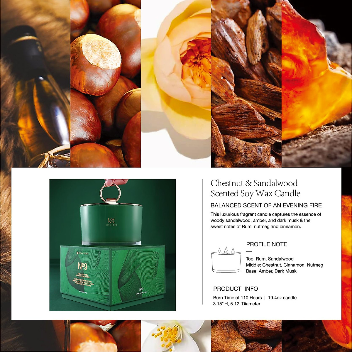 ESNA HOME Aromatherapy Scented Candles | Lavender Essential Oil | 19.4oz 110 Hours Burn Gold Lid Soy White Candles | Self Care Gifts for her | Luxury for Women | Room Decor Candles for Home Scented