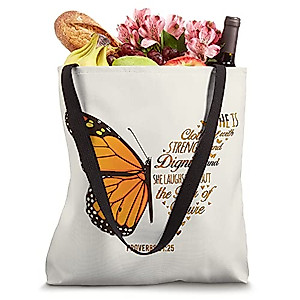 She is Clothed Strength & Dignity Proverbs 31:25 Christian Tote Bag