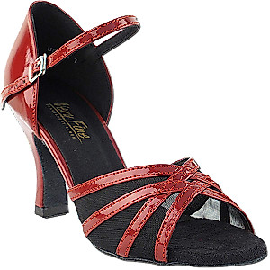 Women's Ballroom Dance Shoes Tango Wedding Salsa Dance Shoes Red Patent & Black Mesh 6027EB Comfortable - Very Fine 3" Heel 8 M US [Bundle of 5]