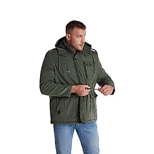 Mr.Stream Men's Winter Hooded Jacket Windproof Sherpa Lined Fleece Windbreaker Coat Outerwear Warm Parka 3256 Green M