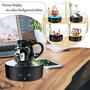 Riomh Rotating Display Stand, 360 Degree Automatic Mute Spin Turntable for Photography Display, Shooting Videos, Figures and Collections Display (Black)