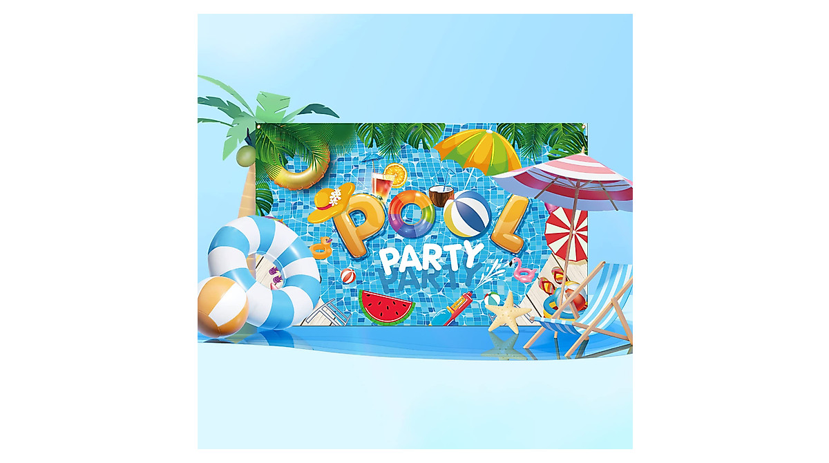 Summer Pool Party Banner - Vibrant Beach Decorations for Kids