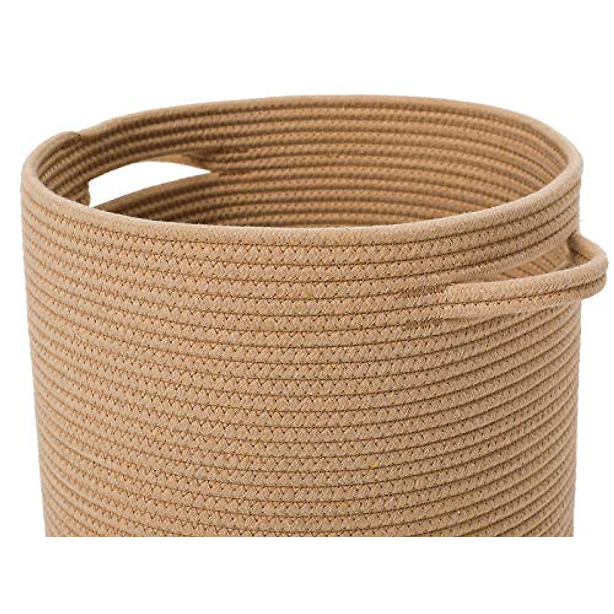 13" x 13" x 15" Medium Storage Basket with Lid, Cotton Rope Storage Baskets, Laundry Hamper, Cloth Bin, for Clothes Towels Blankets Storage in Living Room, Large Basket Full Beige with Cover