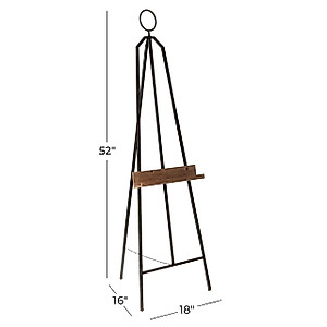 Deco 79 Metal Display Easel Large Adjustable Floor Standing Easel with Chain Support and Wood Tray, Display Stand 16' x 18' x 52', Black