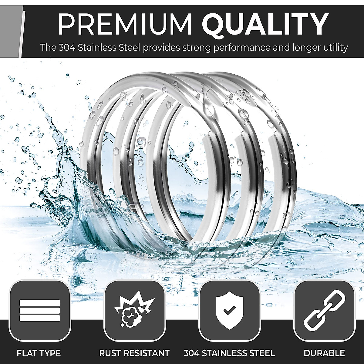 CREST Surgical - Medical - Marine Grade 316L Stainless Steel Key Rings - 5 Pcs ~1inch, 25mm Round Split Key Rings for Keychains - Surgical - Medical - Marine Grade Stainless Steel Keychain Rings