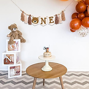 CIEQR Highchair Banner 1st Birthday, Bear Theme First Birthday Decorations Party Supplies, Birthday Banner Suitable for Birthday, Party, Anniversary, Baby Shower, Baby Photo Booth Props...(Tassels)