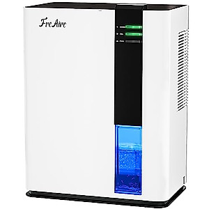 FreAire Dehumidifier for Home, 88 OZ Water Tank, (up to 650 sq.ft) Dehumidifiers for Basement Bathroom Bedroom Closet RV with Auto Shut Off, Colorful Lights
