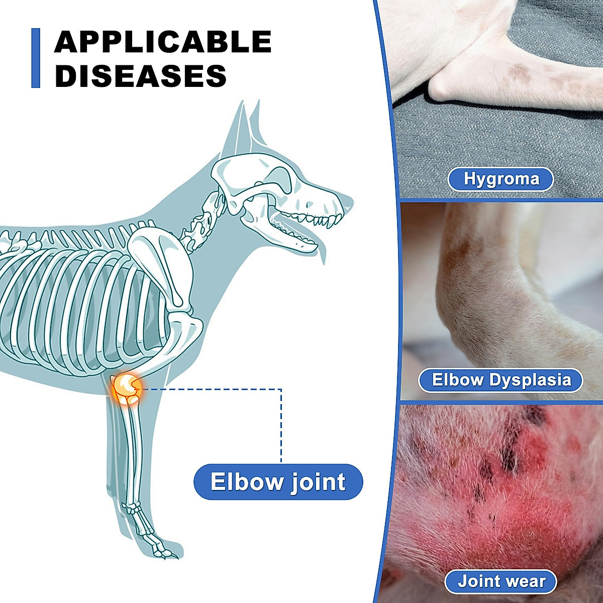 NeoAlly Breathable Dog Elbow Brace Protector Pads for Canine Elbow and Shoulder Support Elbow Hygroma, Dysplasia, Osteoarthritis, Elbow Calluses, Pressure Sores and Shoulder Dislocation (Right Large)