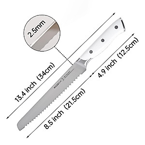 ROCKSHEAT Bread Knife 8.5 inch Ultra Sharp Serrated Bread Slicing Knife for Homemade Crusty Bread One-Pieces Fully Forged Stainless Steel Cake Knife