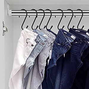 18 Pack Large S Hooks for Hanging, 4-1/2 inch Heavy Duty Rust-Free Closet S Hook, Metal Non Slip Rubber Coated S Hooks Black for Hanging Clothes Jeans Plants Bag Belt Pan Pot Cup Towels Basket Tools