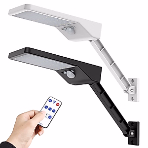 VOLBOZ Outdoor Solar Wall Light, 48 LED 800 LM Outdoor Solar Power Street Wall Lamp PIR Motion Sensor Garden Security Waterproof Remote Control Solar Light for Garage Fence Patio Porch Yard