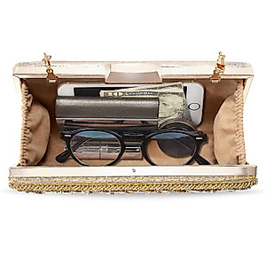 Aheli Indian Clutch Purses for Women Wedding Handmade Evening Handbags Party Bridal Clutch, Gold